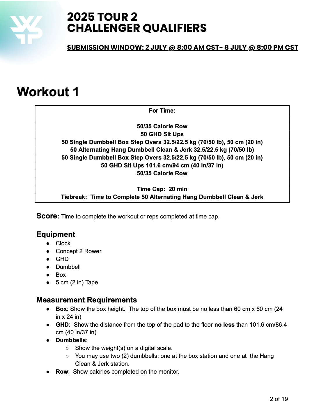 World Fitness Tour 2 - Mesa Challenger Qualifier Workouts | Powered by Competition Corner ...